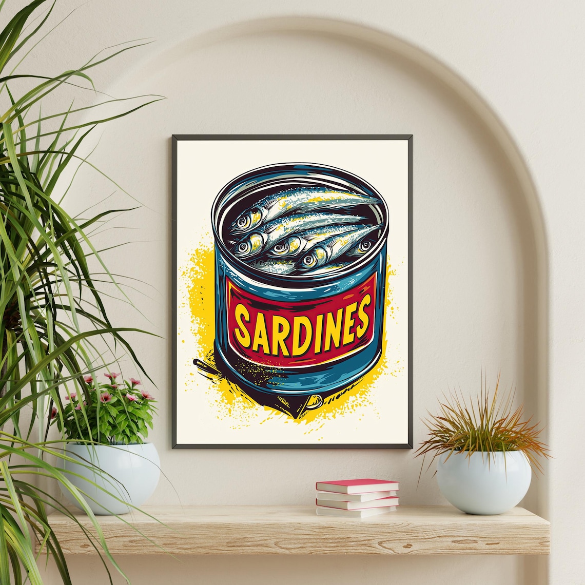 Retro Sardine Print Can Pop Art , Vintage Kitchen Decor, Bold Food ...