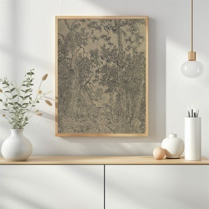 Rustic Forest Path Etching Printable, Vintage Woodland Sketch Art ...