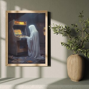 Spooky Ghost Arcade Game Print | Retro Halloween Decor (digital ...