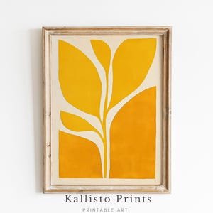 Yellow Leaf Art Print, Minimalist Botanical Illustration (digital ...