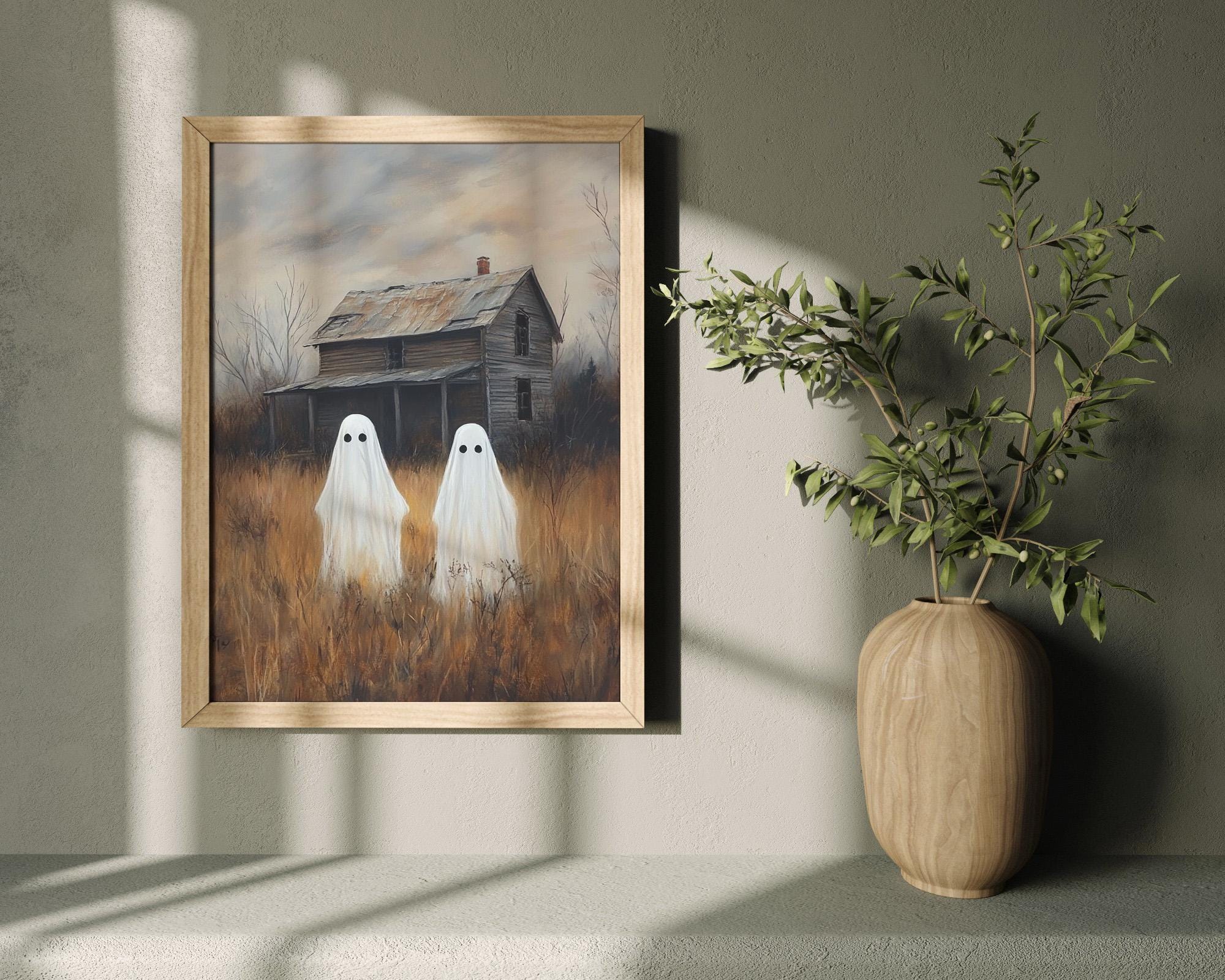 Haunted Farmhouse Ghosts Art Print | Spooky Halloween Decor (digital ...