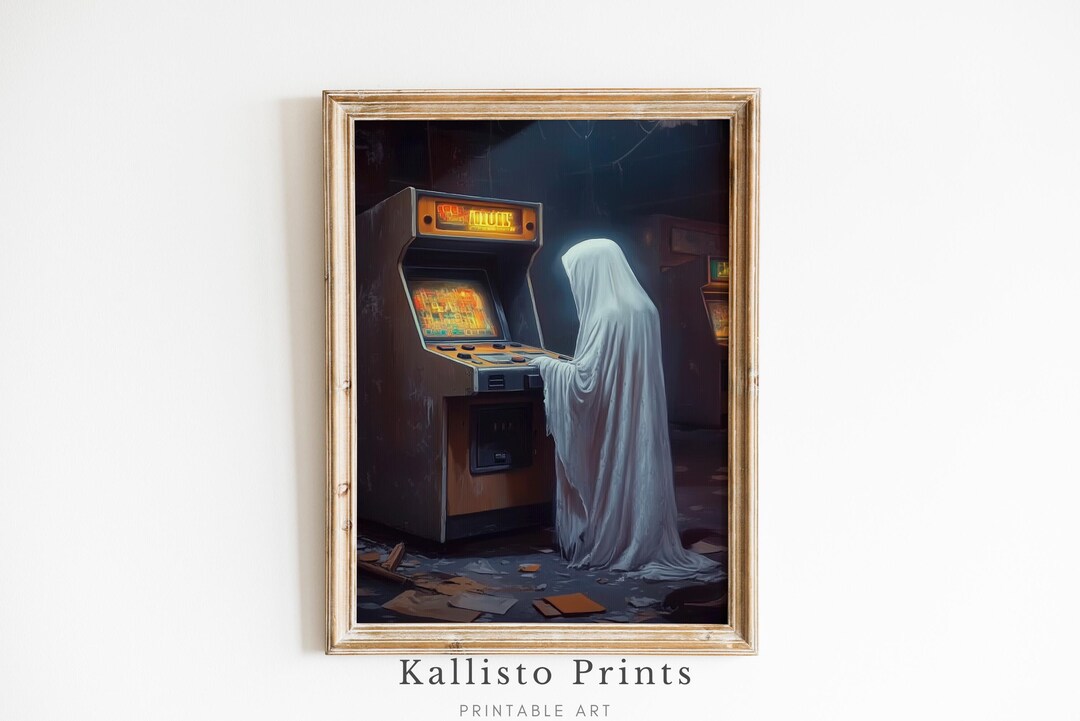 Spooky Ghost Arcade Game Print | Retro Halloween Decor (digital ...
