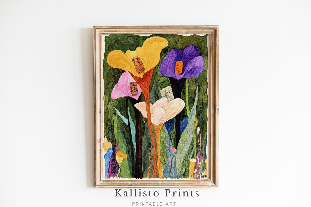 Abstract Wildflower Art Print, Botanical Floral Painting (digital ...