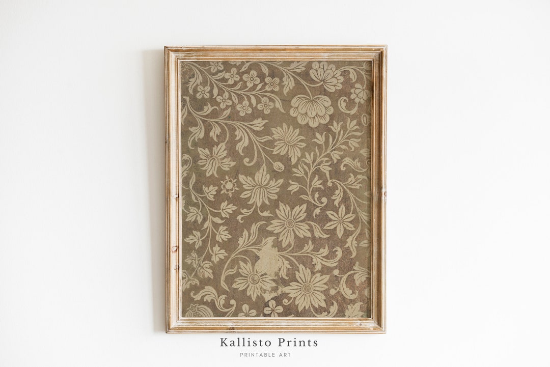 Sepia Tone Textile Digital Prints/vintage Floral Pattern Printable Art ...
