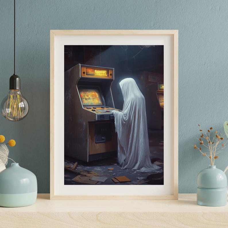 Spooky Ghost Arcade Game Print | Retro Halloween Decor (digital ...