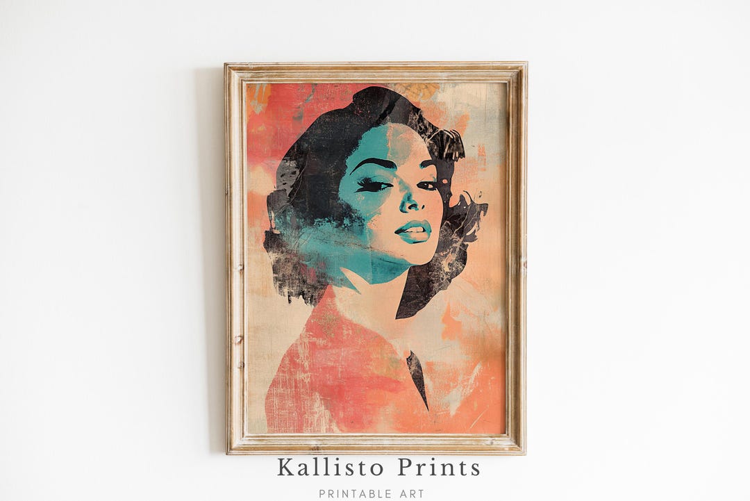 Retro Woman Portrait Printable, Vintage Pop Art Digital Download ...