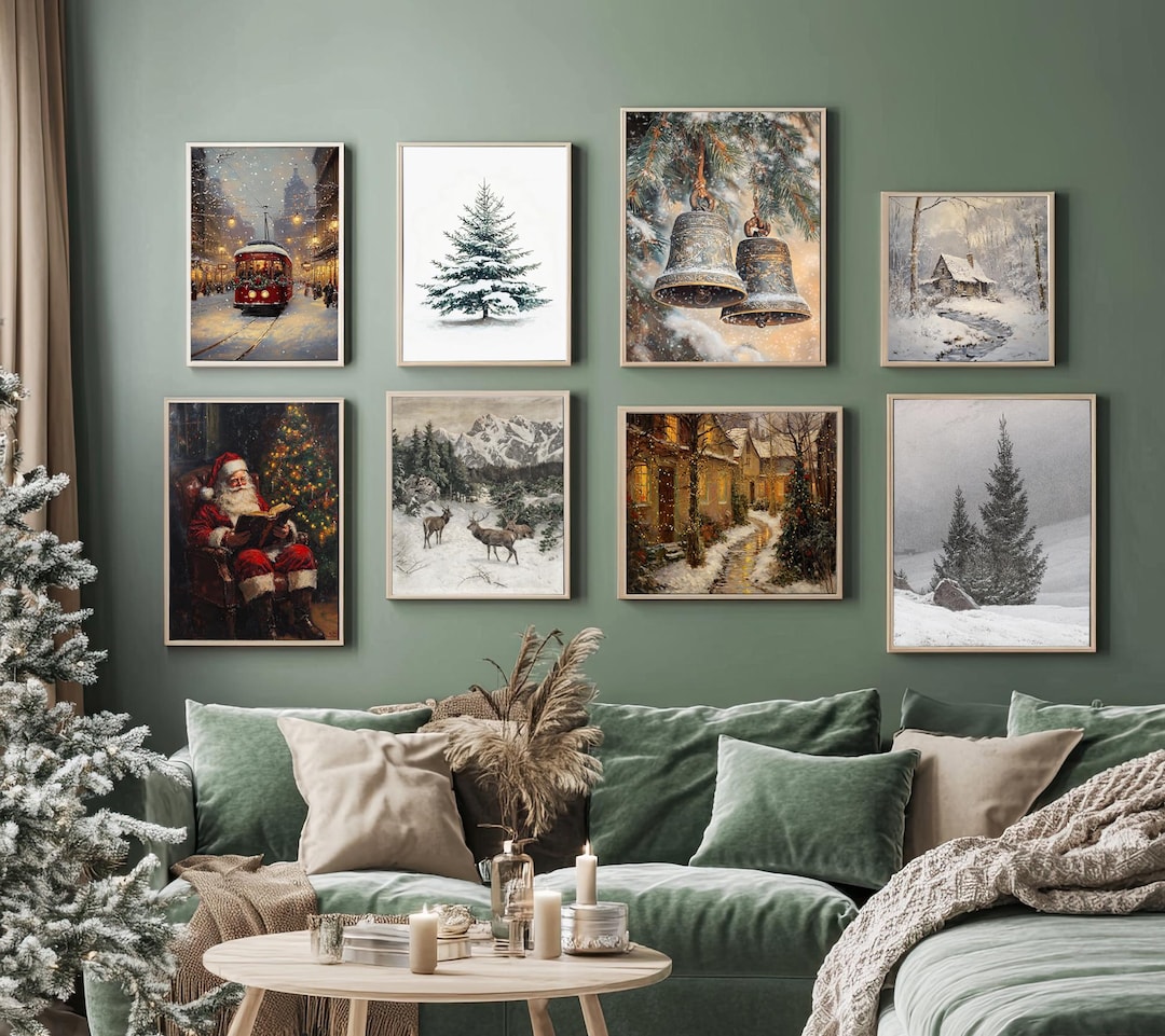 Vintage Christmas Gallery Wall Art Prints, Set of 8 (digital Download ...