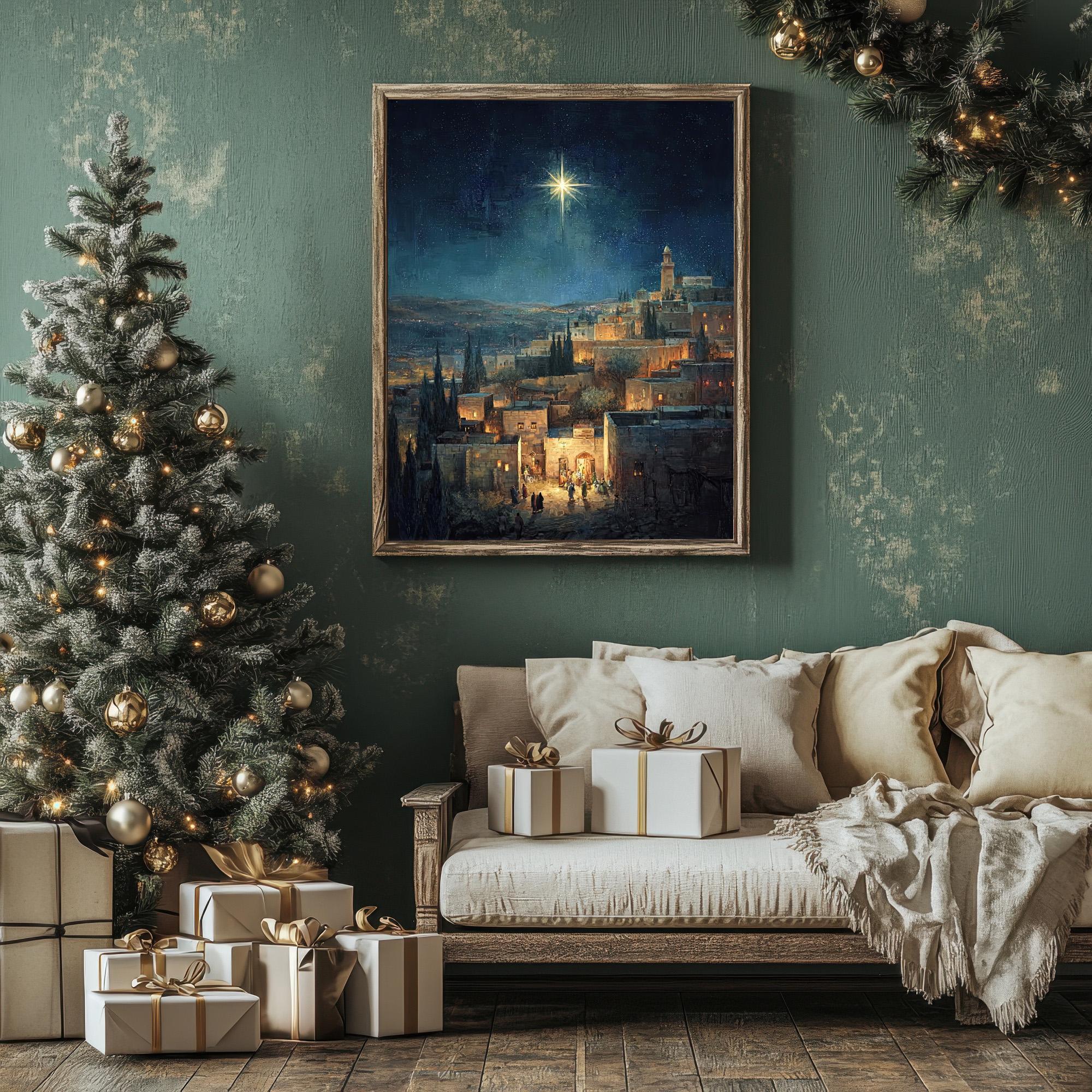 Bethlehem Nativity Scene Printable – Holy Night Digital Wall Art for ...