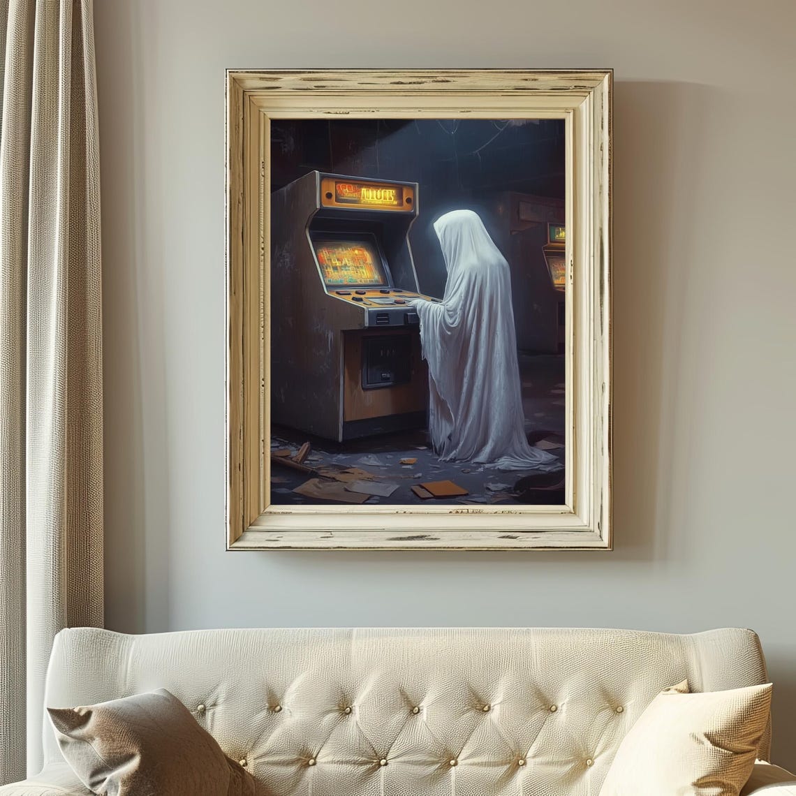 Spooky Ghost Arcade Game Print | Retro Halloween Decor (digital ...