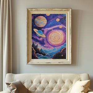 Vibrant Cosmic Galaxy Art | Abstract Space Landscape Digital Print ...