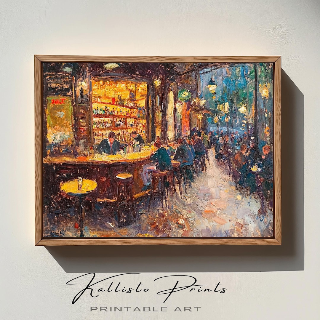 Parisian Night Cafe Print – Impressionist Bar Scene (digital Download ...