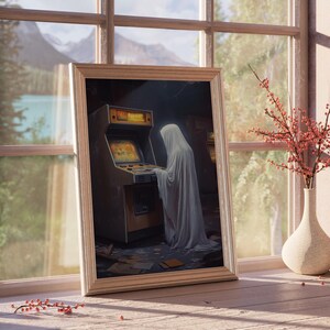 Spooky Ghost Arcade Game Print | Retro Halloween Decor (digital ...
