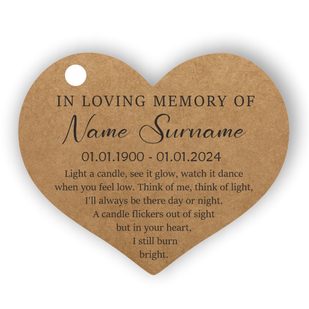 Memorial Kraft Tags With Name and Dates, Personalised Memorial Tags, in ...