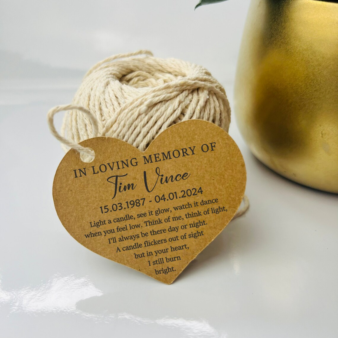 Memorial Kraft Tags With Name and Dates, Personalised Memorial Tags, in ...