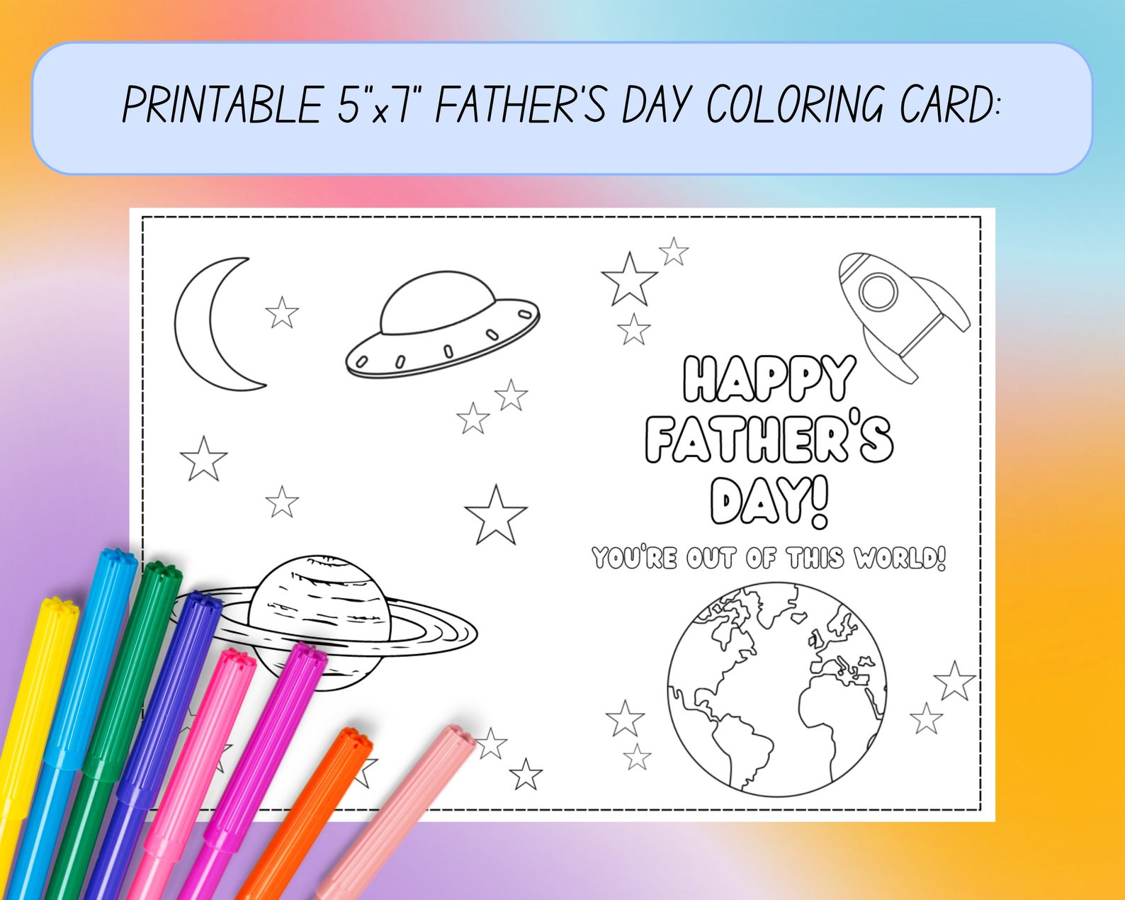 PRINTABLE Father's Day Coloring Card | Father's Day Card | Color Your ...