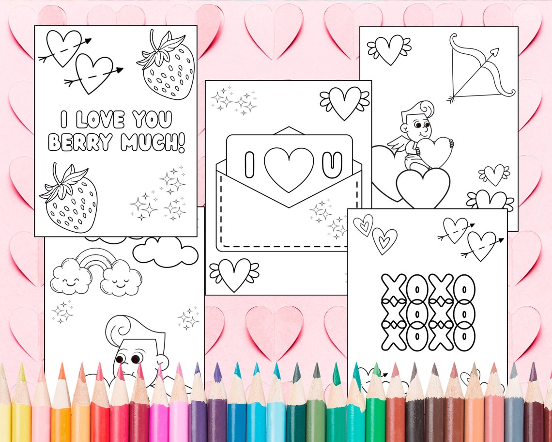 20 Valentine’s Day-themed Coloring Pages | DIGITAL Printable Valentine ...
