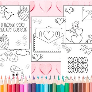 20 Valentine’s Day-themed Coloring Pages | DIGITAL Printable Valentine ...