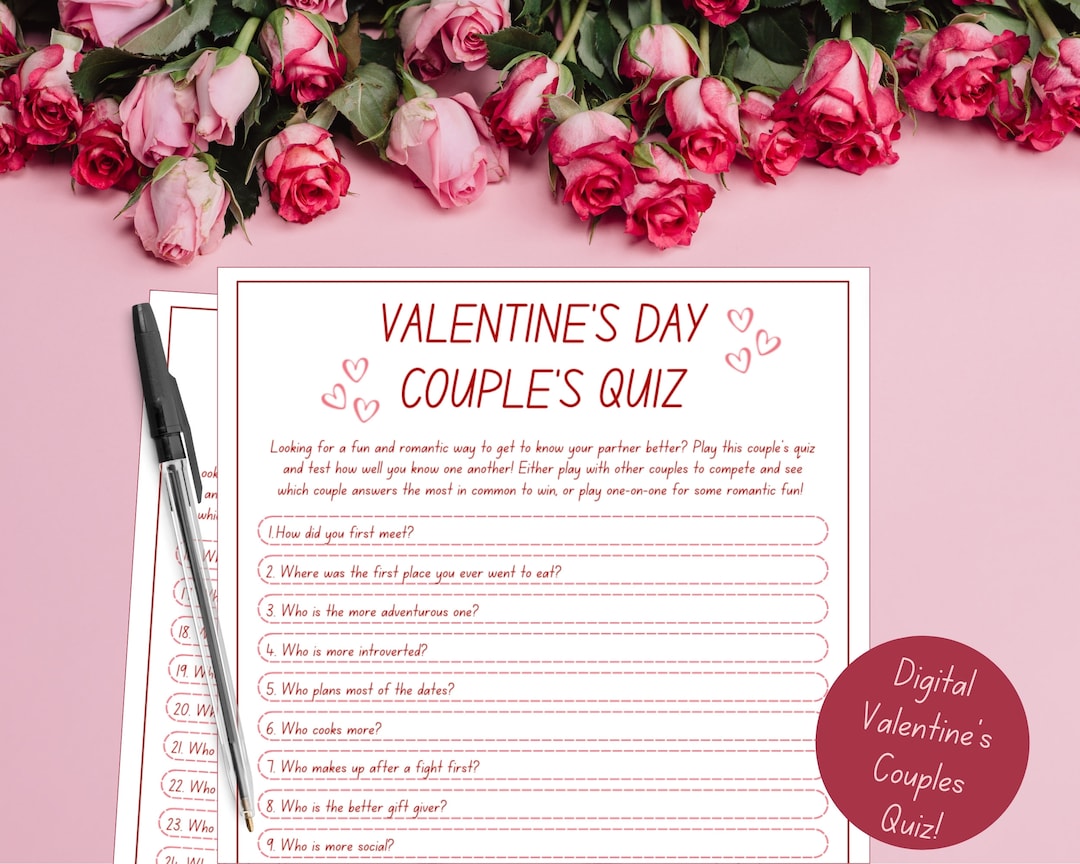 Valentines Day Couples Quiz Game | Printable Valentines Day Game | PDF ...