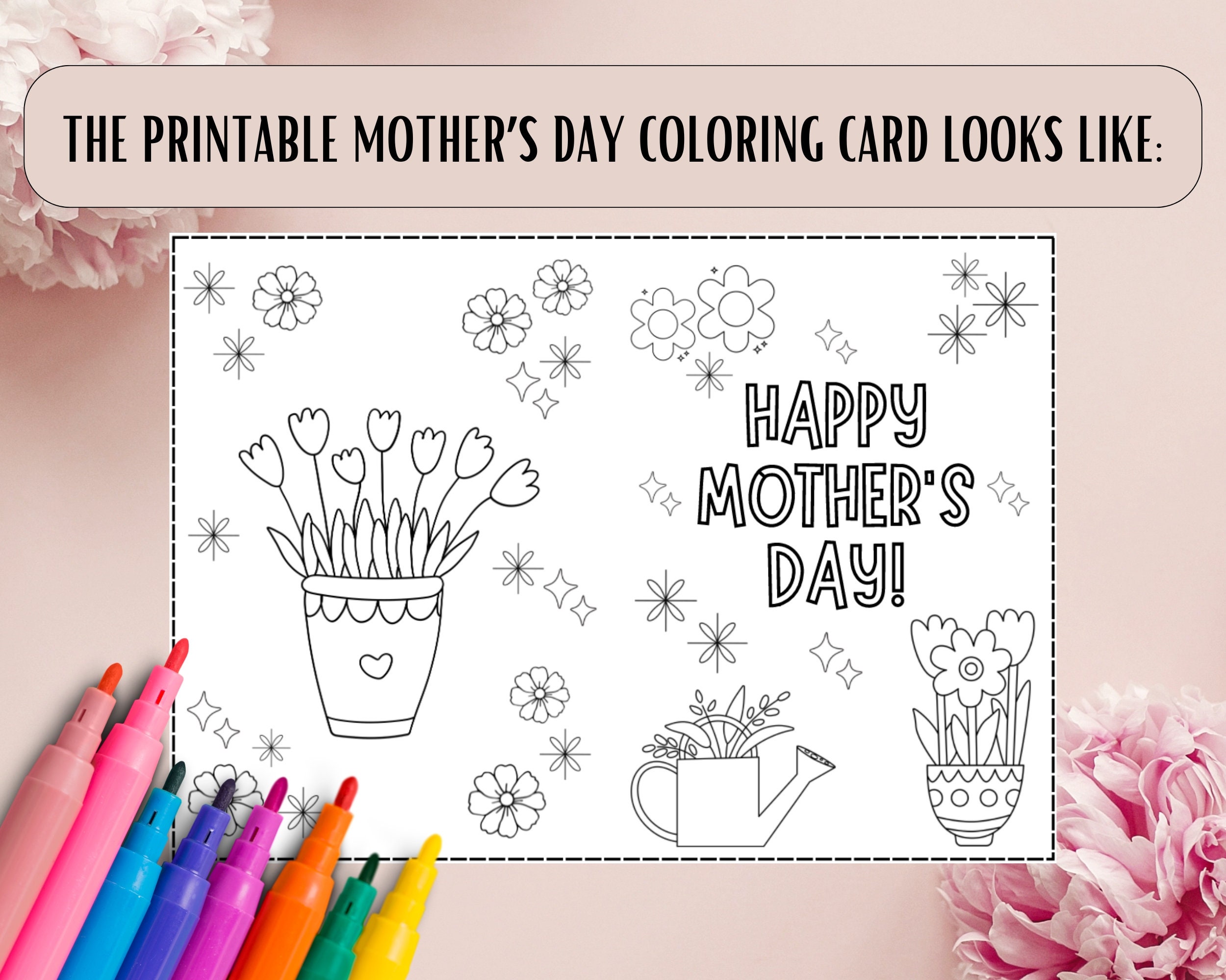 PRINTABLE Mother’s Day Coloring Card | Mother’s Day Card | Color Your ...