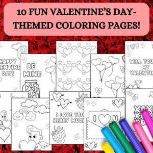 10 Printable Valentine’s Day Coloring Pages | DIGITAL Printable ...