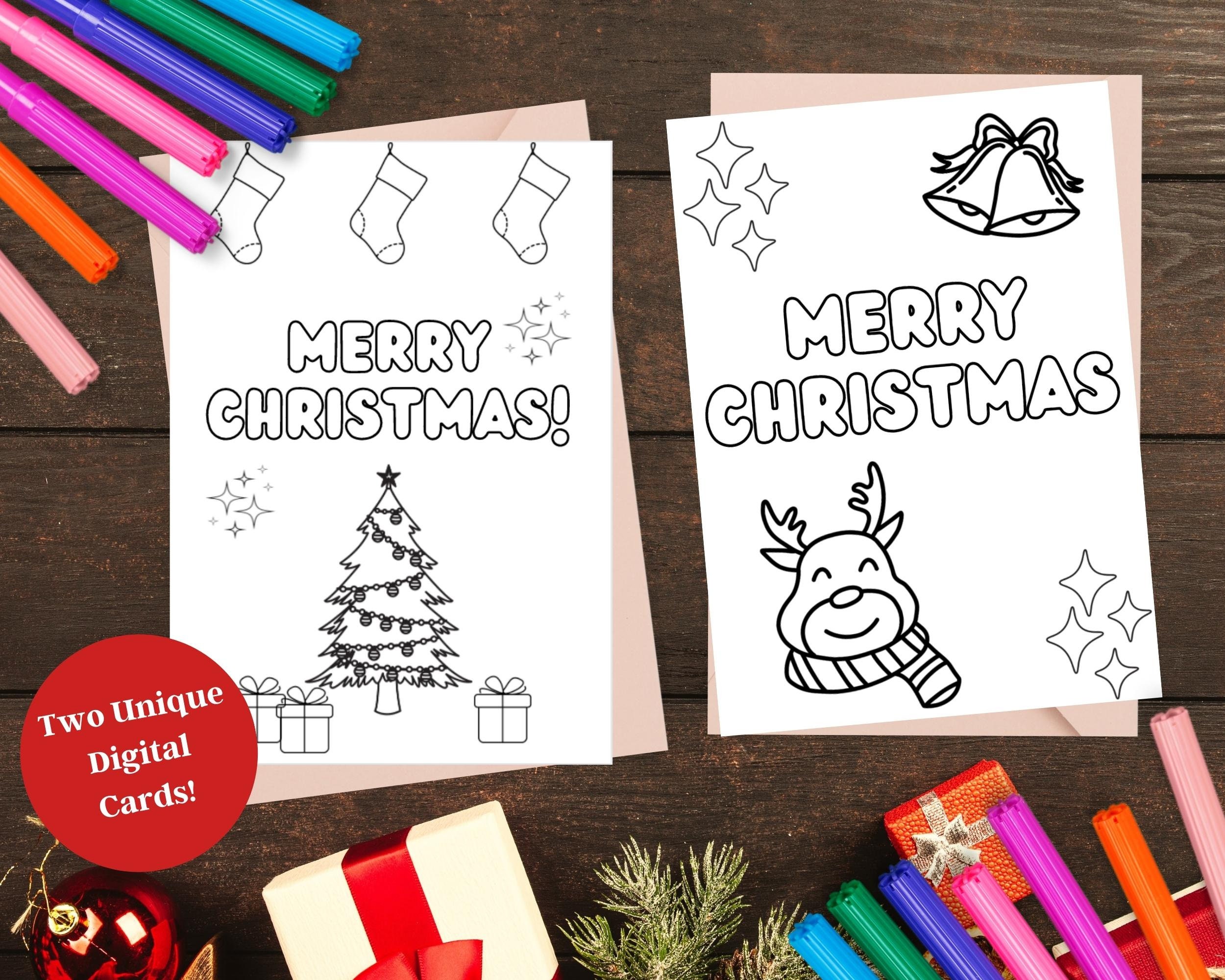 PRINTABLE Coloring Holiday Christmas Cards | PDF Christmas Cards ...