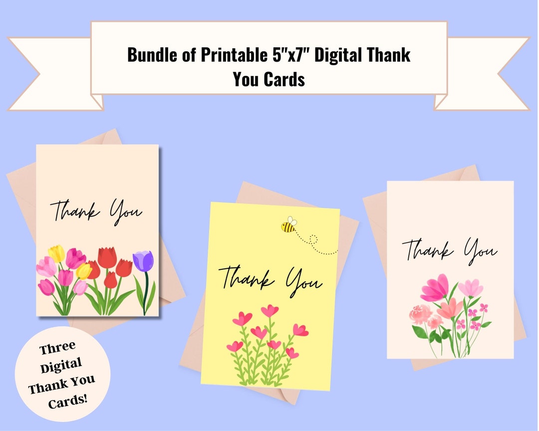 Thank You Cards BUNDLE PACK | PRINTABLE Thank You Greeting Cards ...