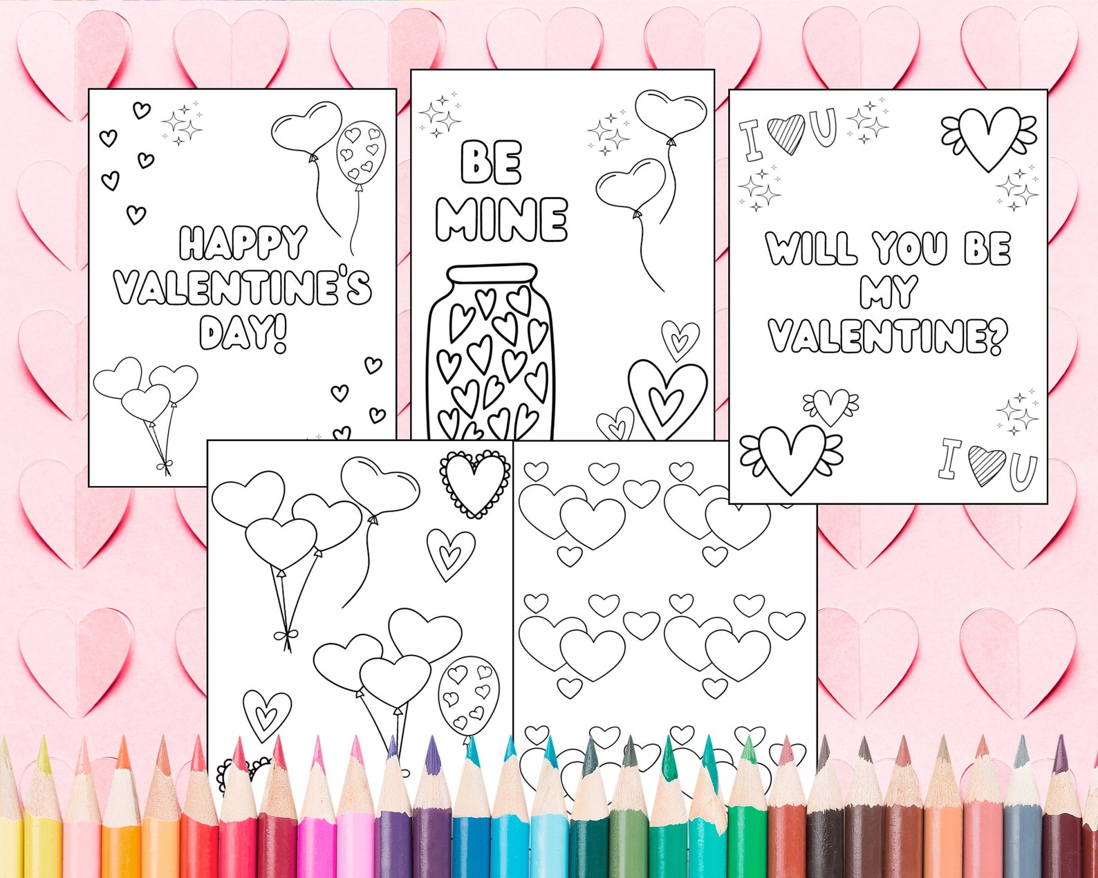 20 Valentine’s Day-themed Coloring Pages | DIGITAL Printable Valentine ...