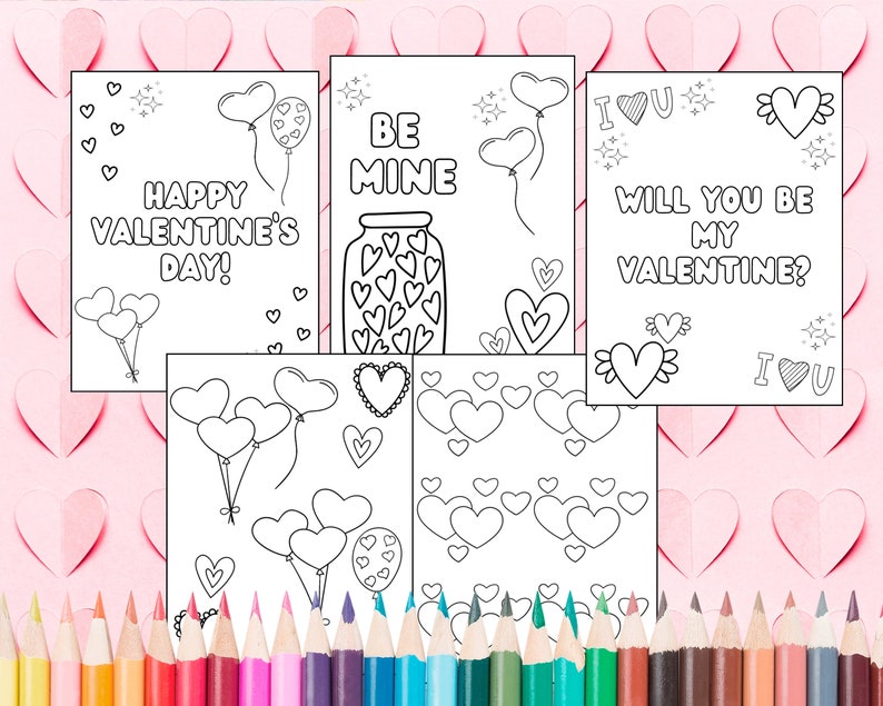 20 Valentine’s Day-themed Coloring Pages | DIGITAL Printable Valentine ...