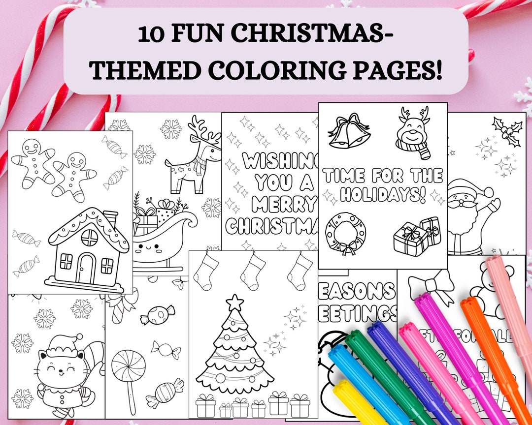 10 Printable Christmas Coloring Pages | DIGITAL Printable Christmas ...