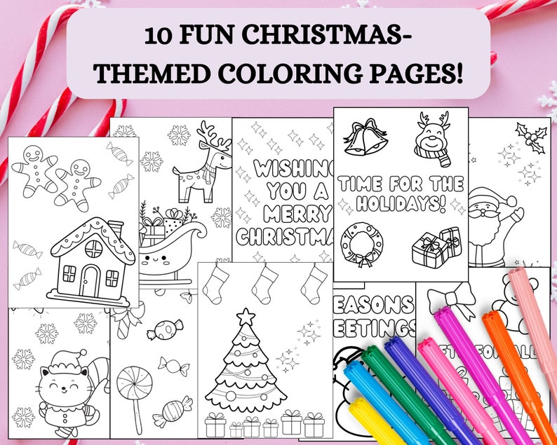 10 Printable Christmas Coloring Pages | DIGITAL Printable Christmas ...