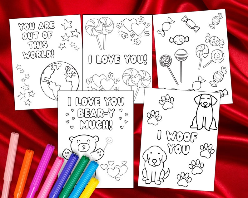10 Fun Valentines Day Coloring Pages Digital Printable Valentines Day