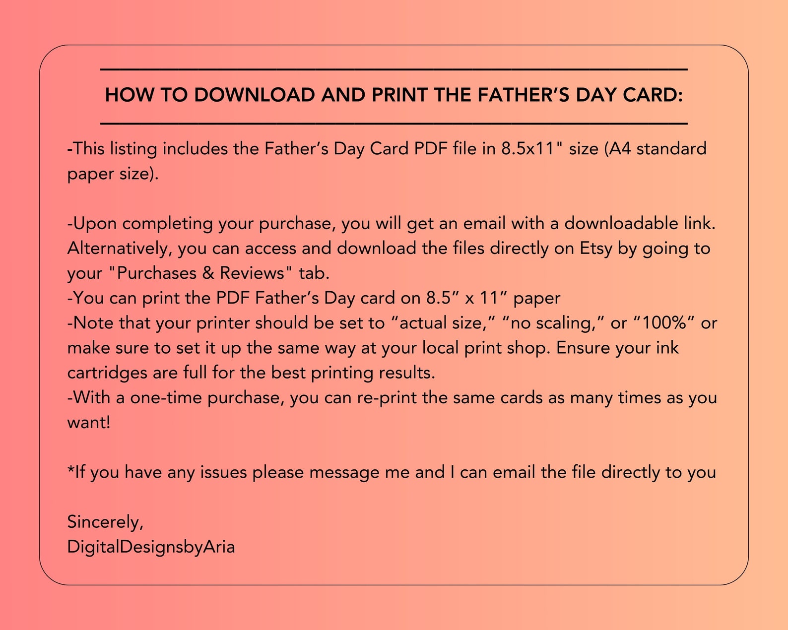 Printable Fathers Day Card Fathers Day Card Printable Digital Happy