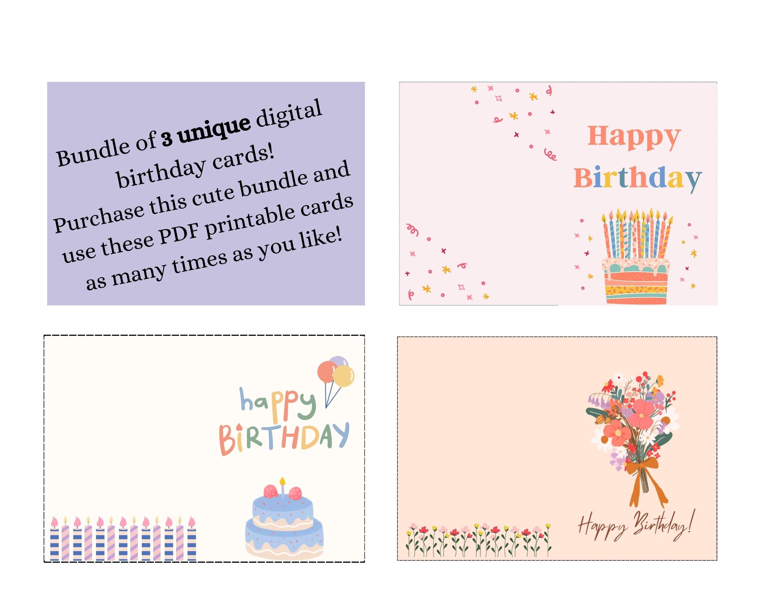 PRINTABLE Birthday Greeting Cards| Birthday Printable Cards | Digital ...