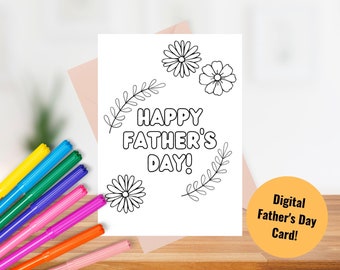 PRINTABLE Father's Day Coloring Card Father's Day Card Color Your Own ...