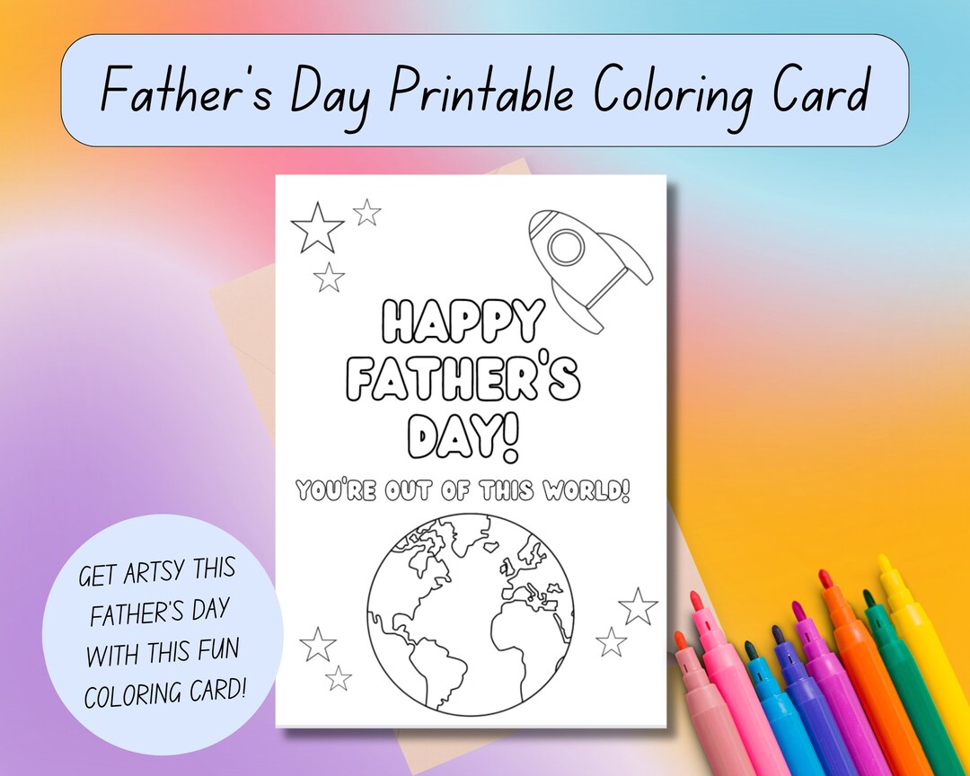 PRINTABLE Father's Day Coloring Card | Father's Day Card | Color Your ...
