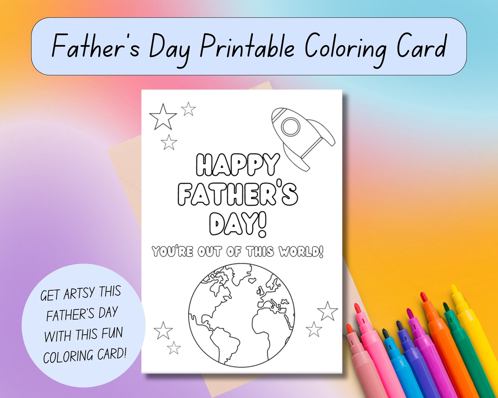 PRINTABLE Father's Day Coloring Card | Father's Day Card | Color Your ...