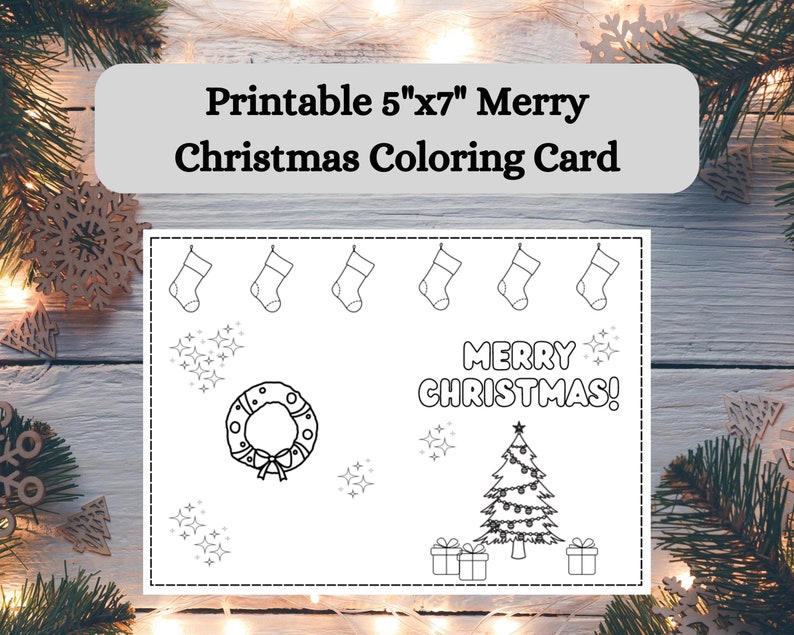PRINTABLE Coloring Holiday Christmas Card PDF Christmas Card Color Your ...