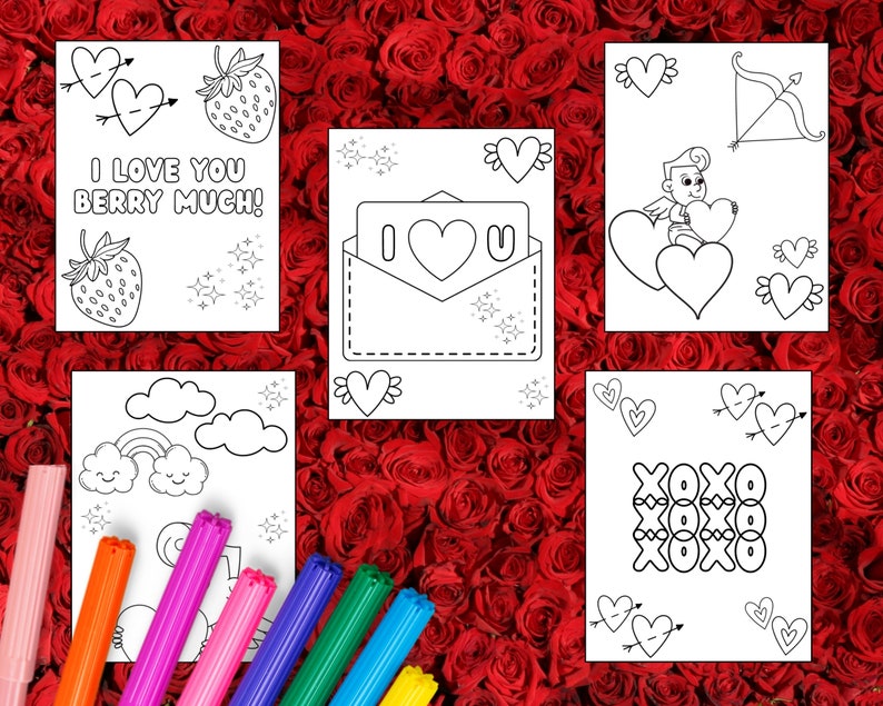 10 Printable Valentine’s Day Coloring Pages | DIGITAL Printable ...