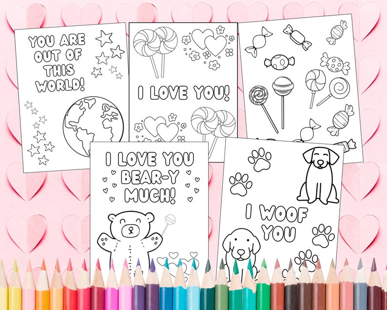 20 Valentine’s Day-themed Coloring Pages | DIGITAL Printable Valentine ...