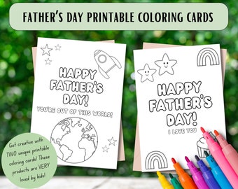 PRINTABLE Father's Day Coloring Cards Father's Day Cards Color Your Own ...