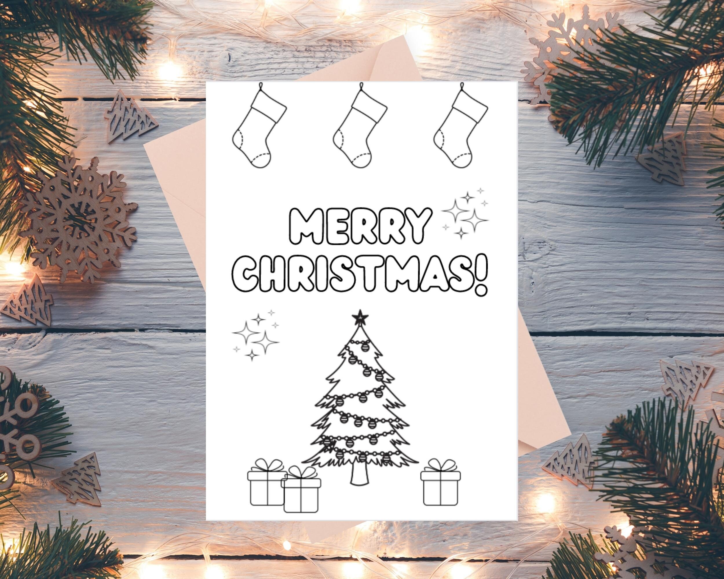 PRINTABLE Coloring Holiday Christmas Card | PDF Christmas Card | Color ...