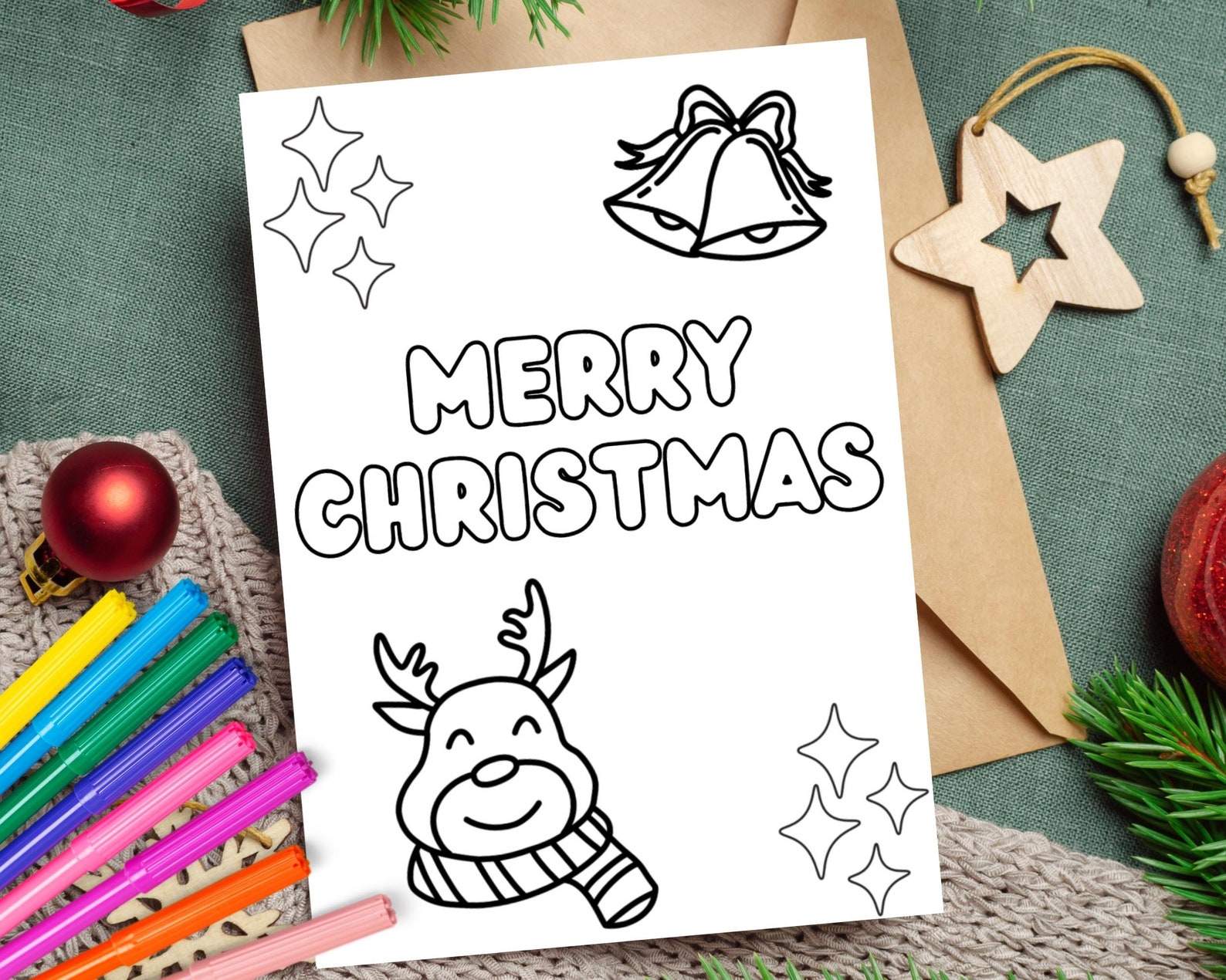 Printable Christmas Card | Color Your Own Holiday Card (PDF) - Etsy Canada