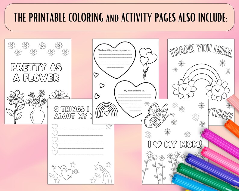 10 Mother's Day Coloring and Activity Pages, Printable Happy Mother's ...