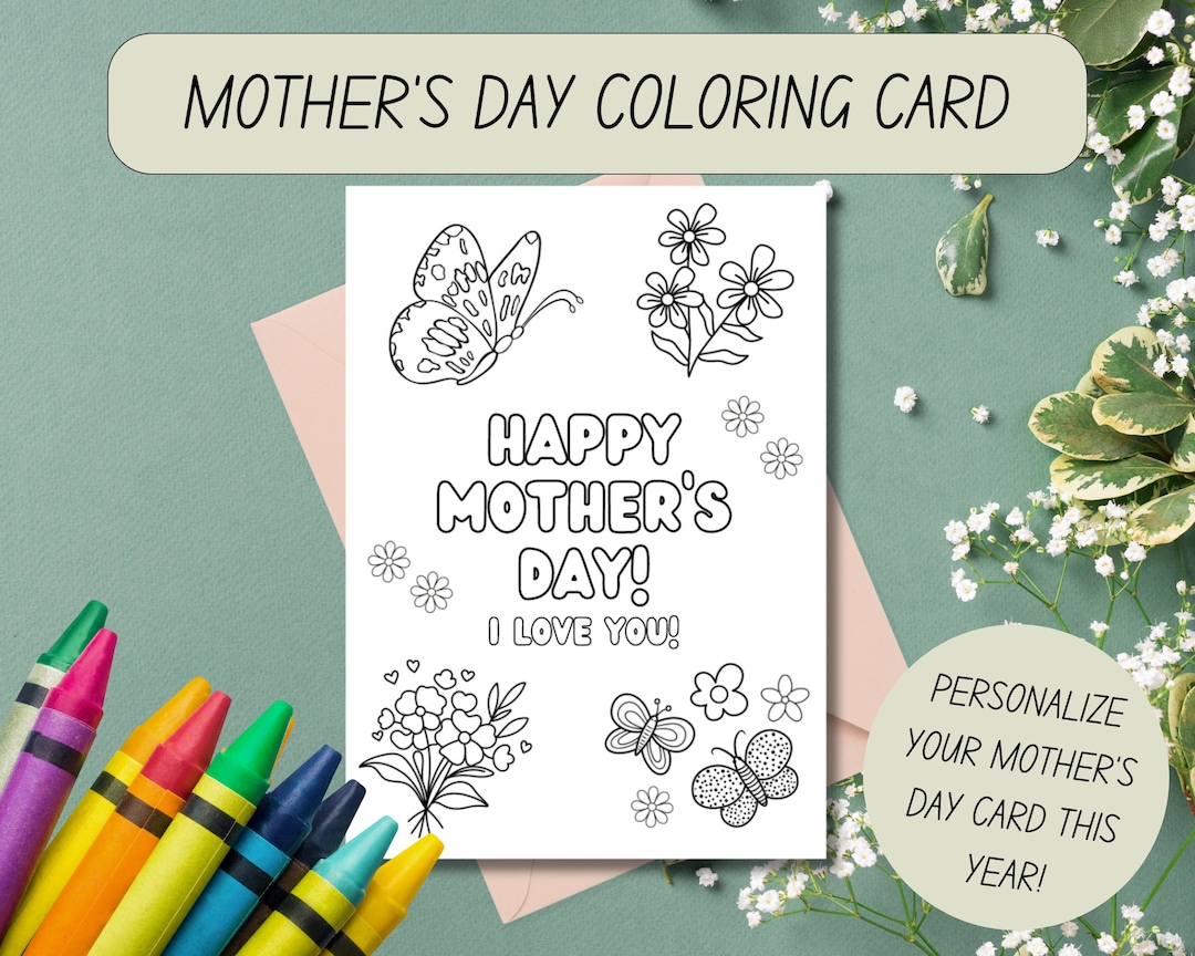 Printable Mother’s Day Card for Kids | Mother’s Day Coloring Card | DIY ...