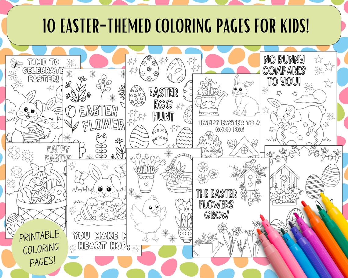 10 Easter-themed Coloring Pages for Kids Printable Easter Coloring ...