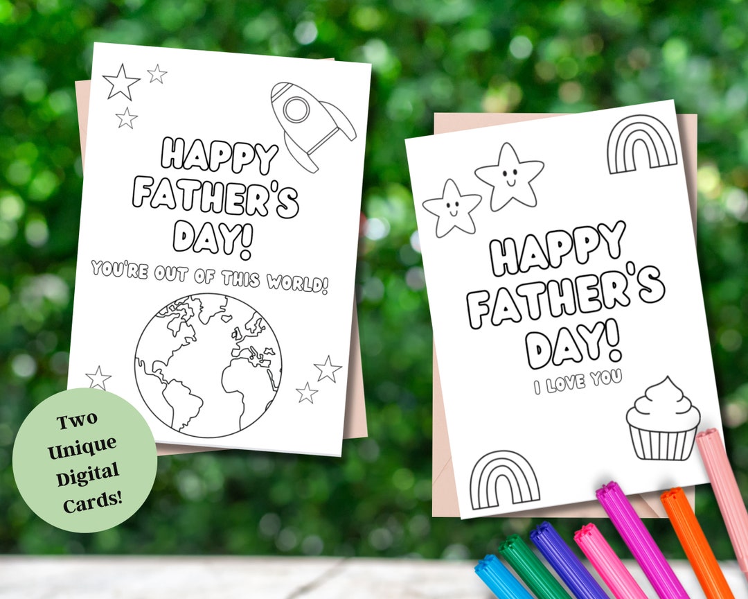PRINTABLE Father's Day Coloring Cards Father's Day Cards Color Your Own ...