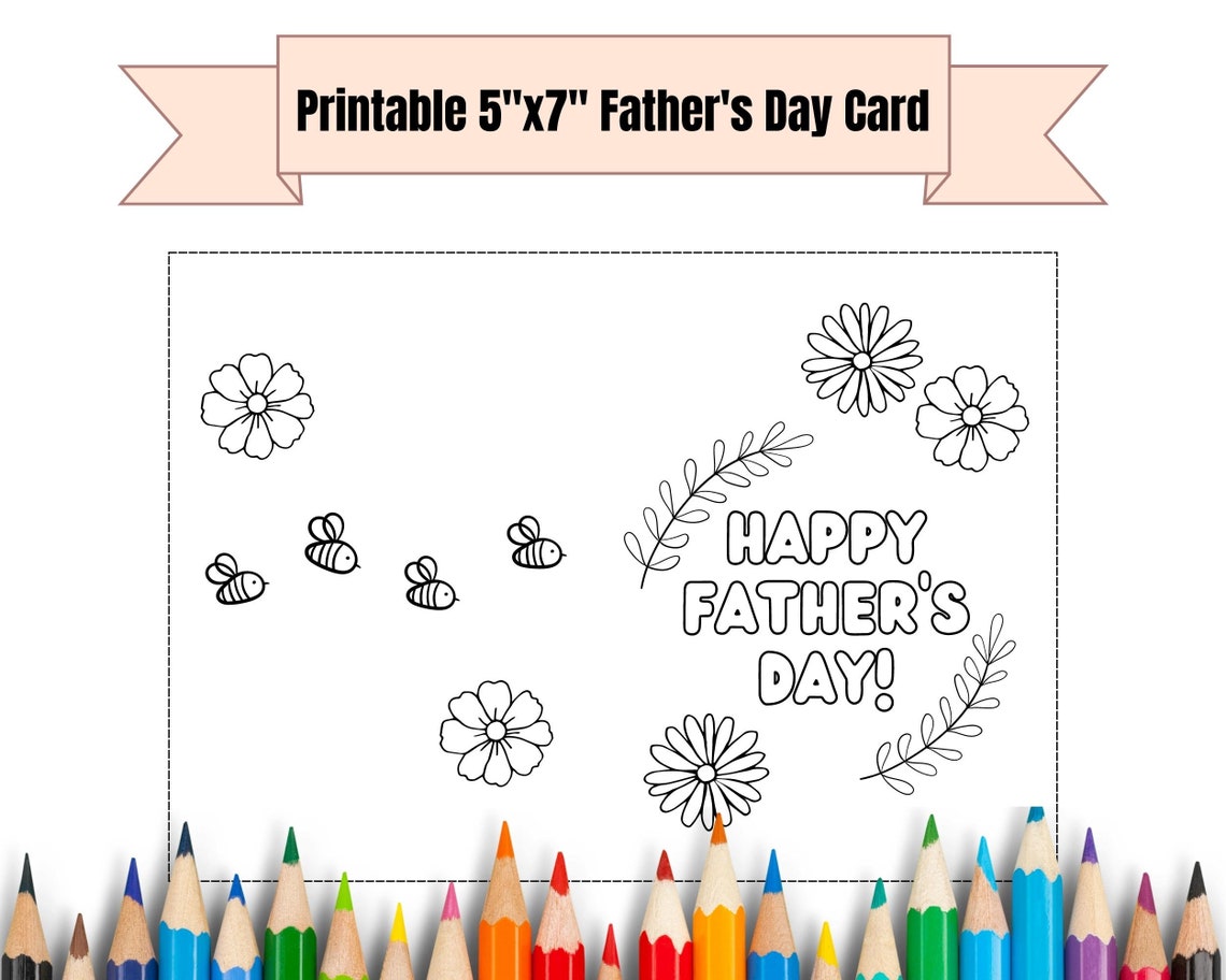 PRINTABLE Father's Day Coloring Card Father's Day Card Color Your Own ...