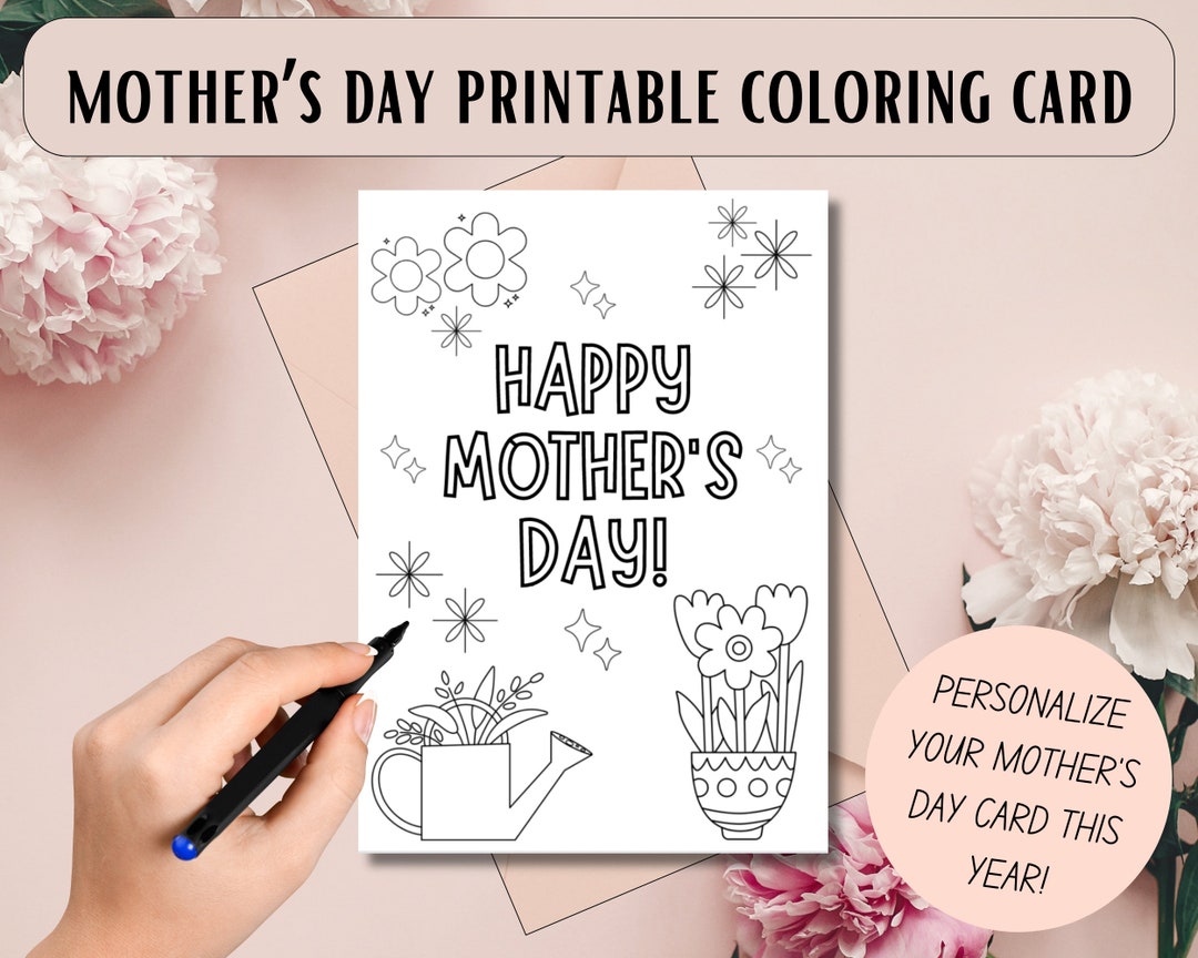 PRINTABLE Mothers Day Coloring Card Mothers Day Card Color Your Own ...