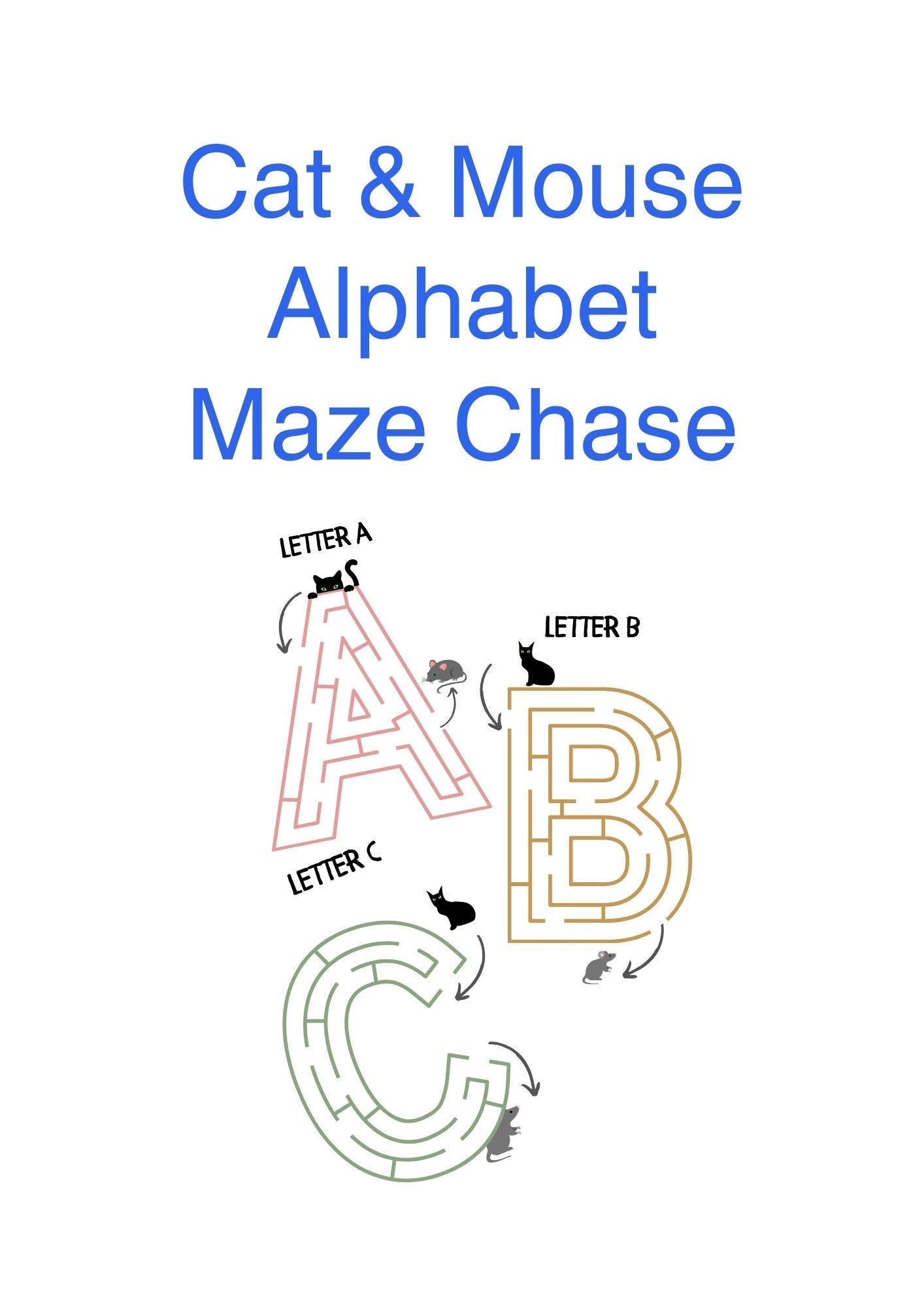 Cat and Mouse Alphabet Maze Chase - Etsy