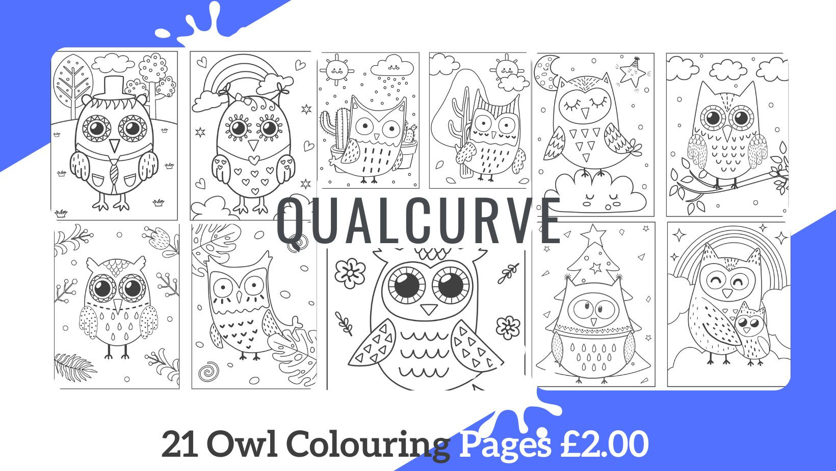 Owl Cute Colouring 21 Pages. Engaging Adorable Enjoyable - Etsy